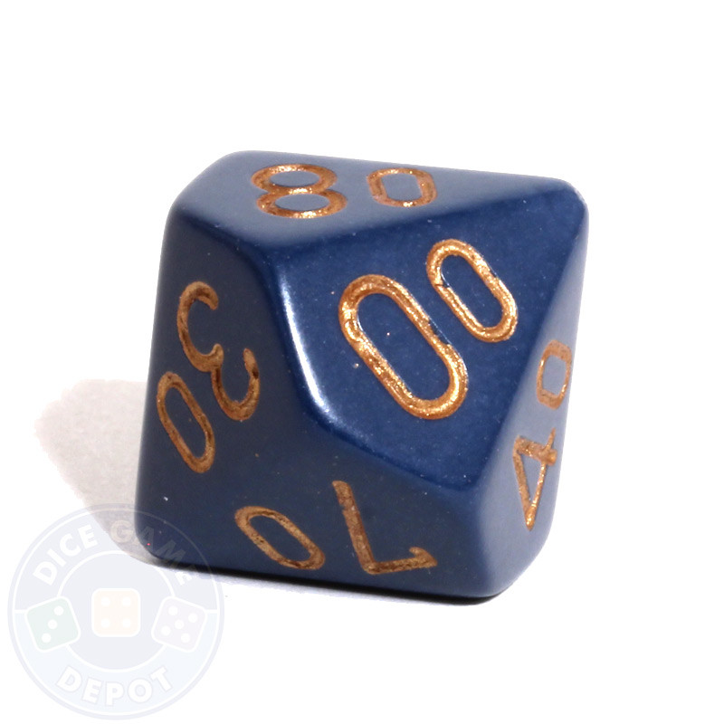 Opaque Dusty Blue 10-Sided Dice Set - Pack of 10 with Copper Numbers ...