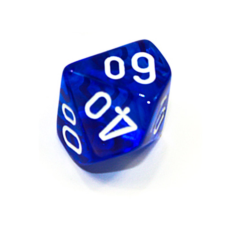 10-Sided Tens Translucent Dice - Blue - Dice Game Depot