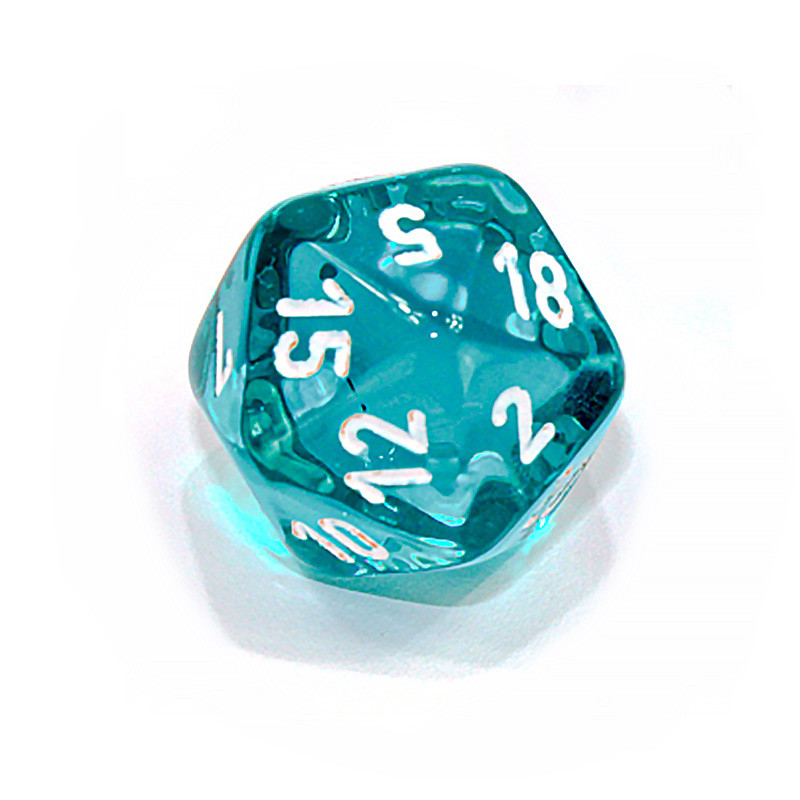 20-sided Translucent Dice - Teal | Dice Game Depot