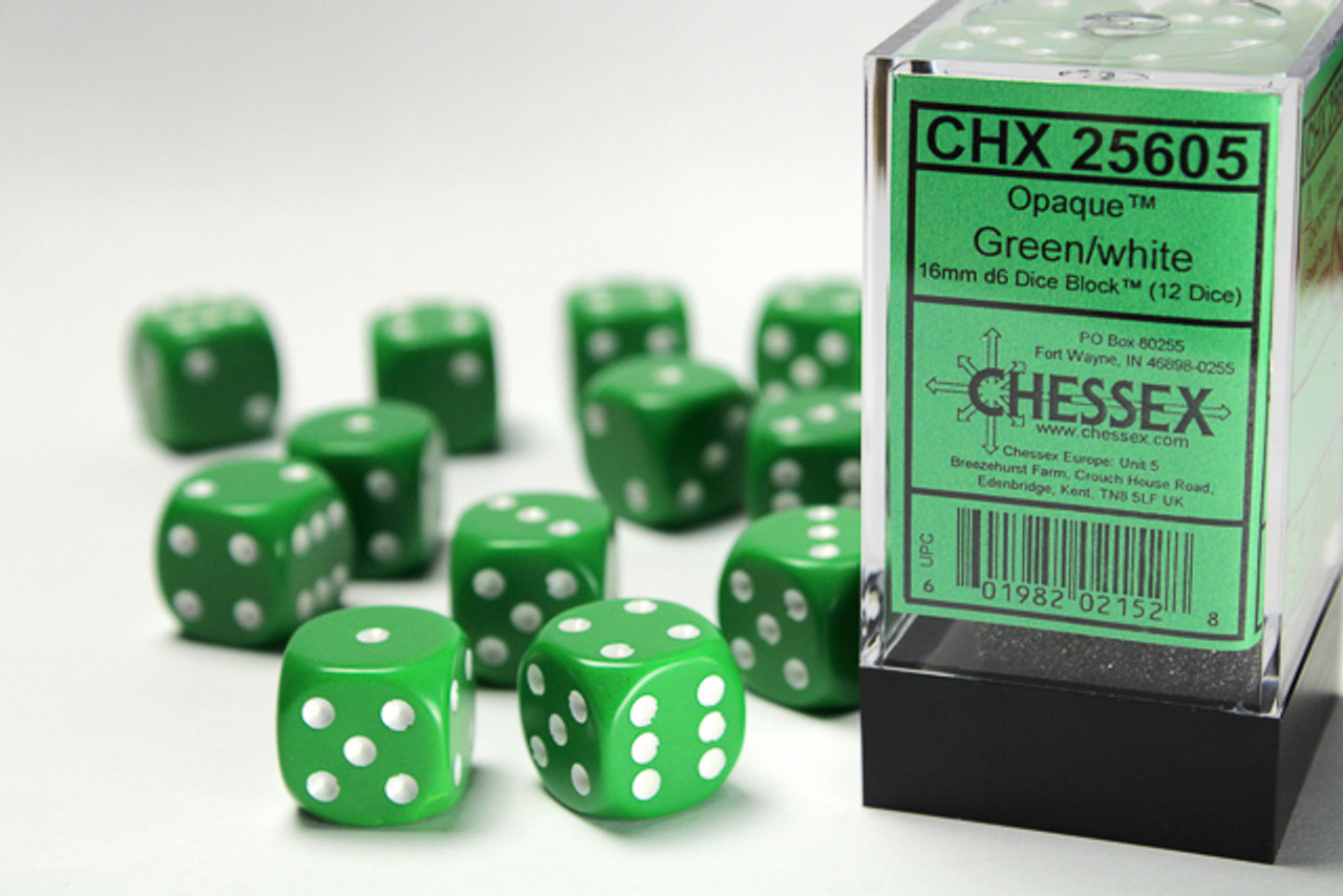 Opaque Round Corner Dice Block Of 12 Green D6s Dice Game Depot