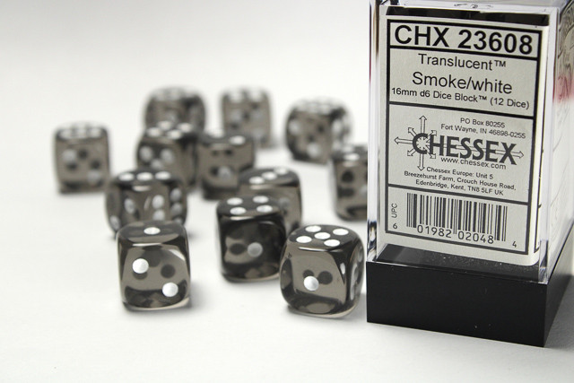 Block of 12 Translucent Dice - Smoke | Dice Game Depot