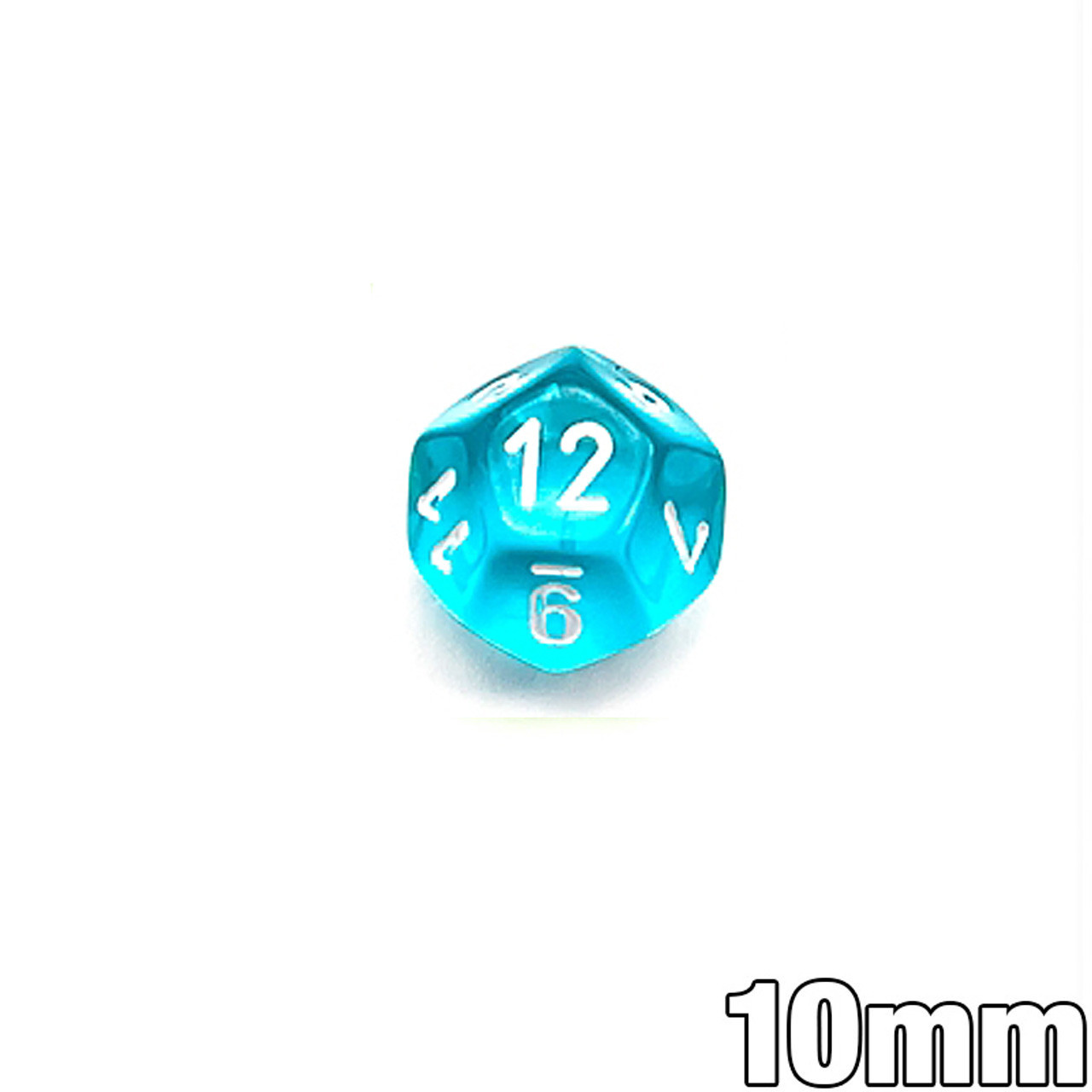 Mini 10mm 12-sided Translucent Dice (d12) - Teal - Dice Game Depot