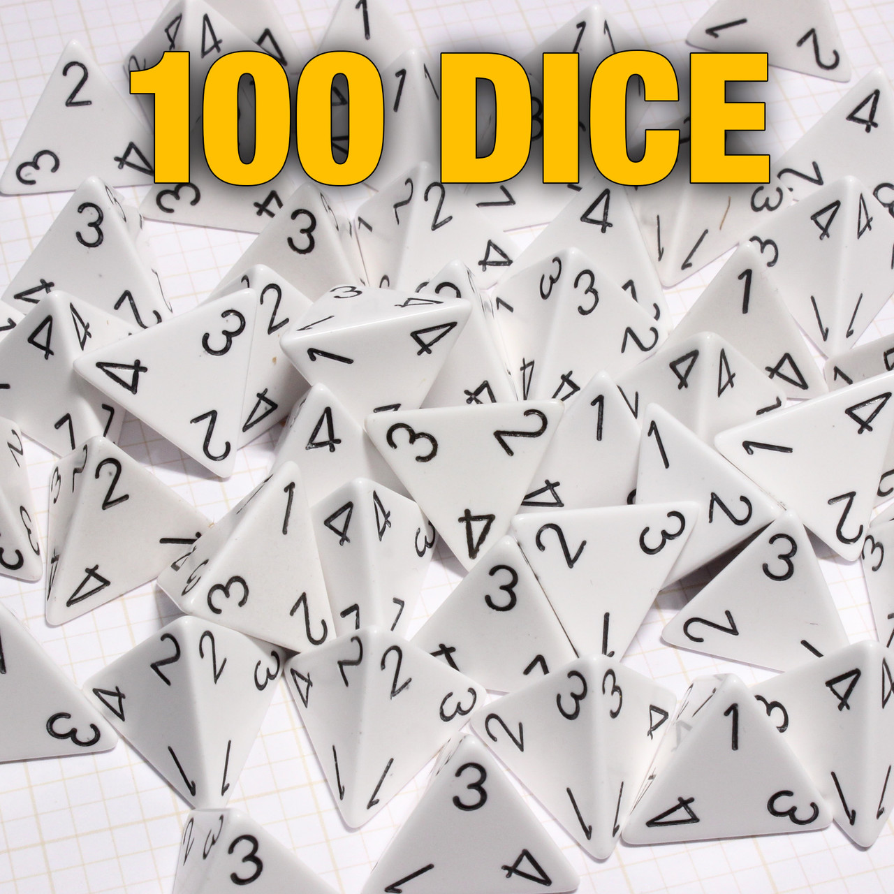 Set of 100 4-sided White Opaque Dice | Dice Game Depot