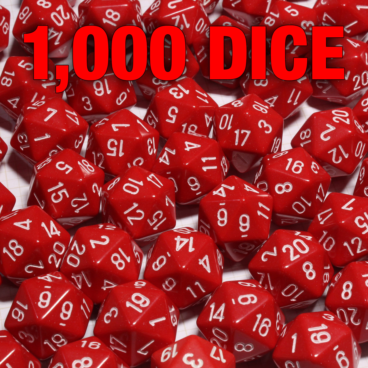 20-Sided Opaque Dice (d20) - Black with Red Numbers - Dice Game Depot