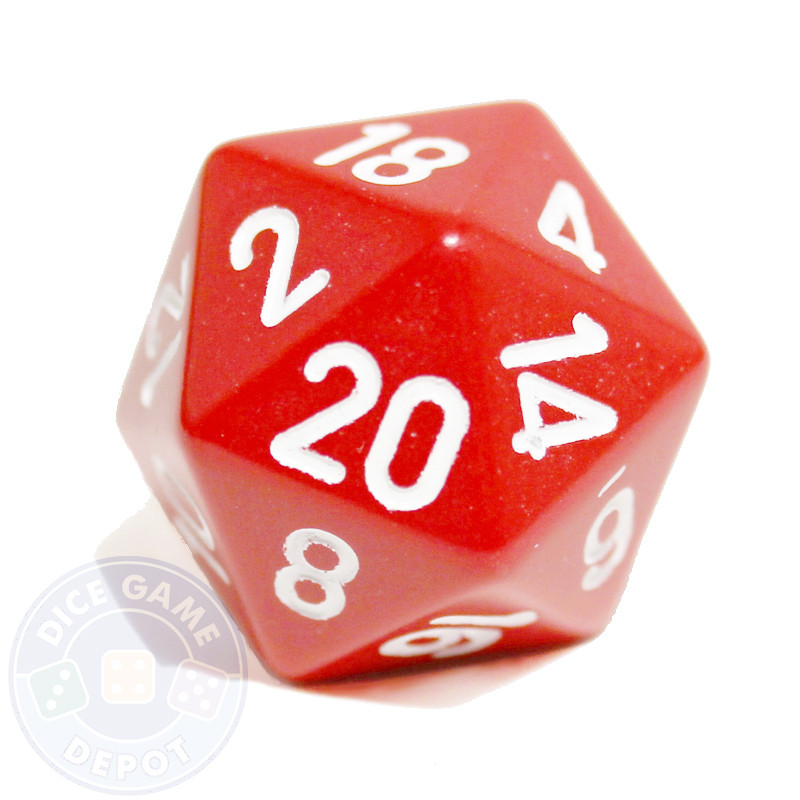 20-Sided Opaque Dice (d20) - Red - Dice Game Depot