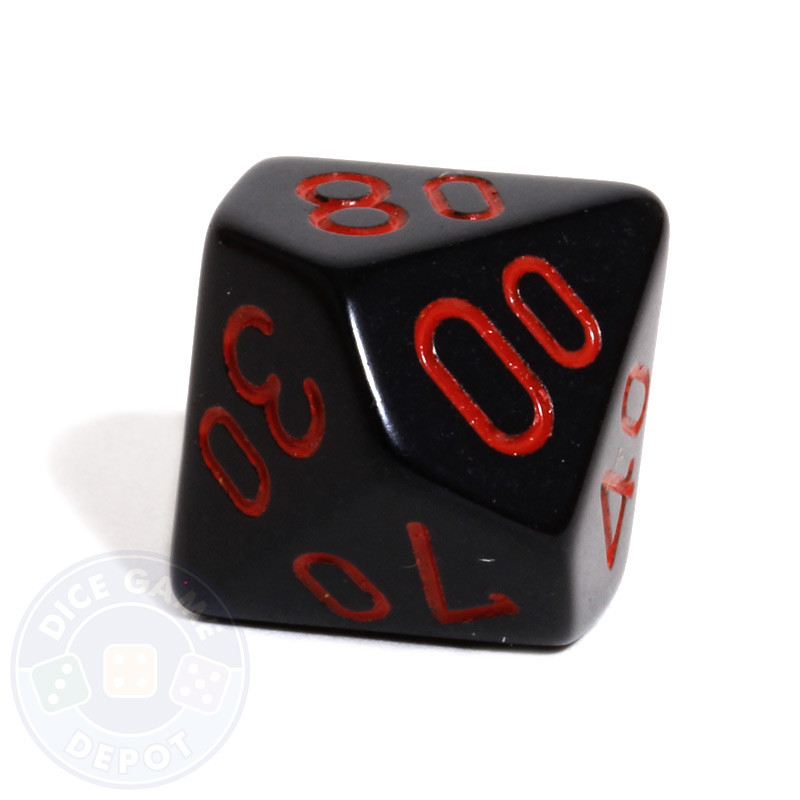 10-Sided Tens Opaque Dice - Red - Dice Game Depot