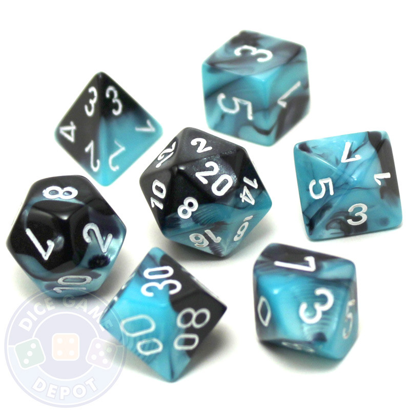 Black and Shell Gemini Polyhedral DnD Dice Set | Dice Game Depot