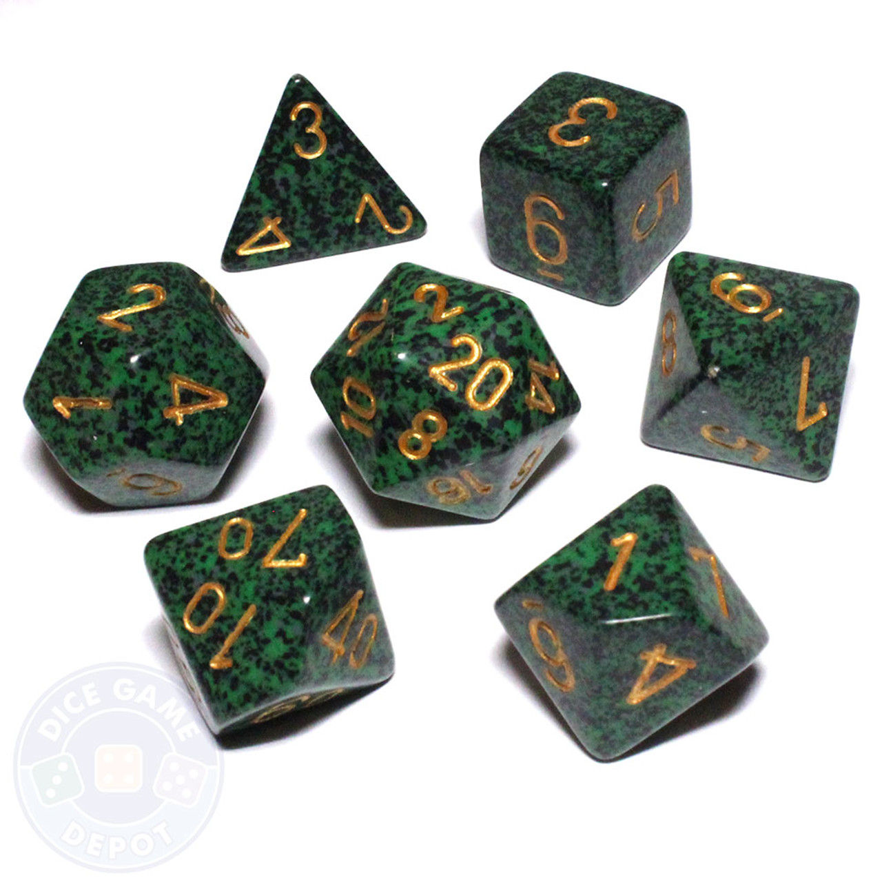 Golden Recon Speckled Polyhedral Dnd Dice Set Dice Game Depot