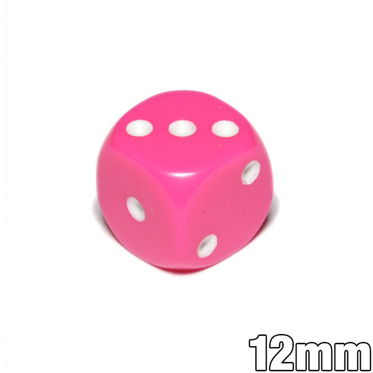 Opaque Round Corner Dice Pink 12mm D6 Dice Game Depot