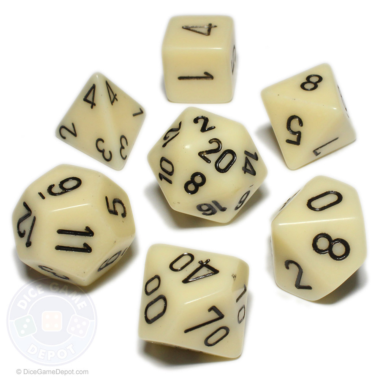 Opaque Ivory Polyhedral Dice Set For Sale Dice Game Depot