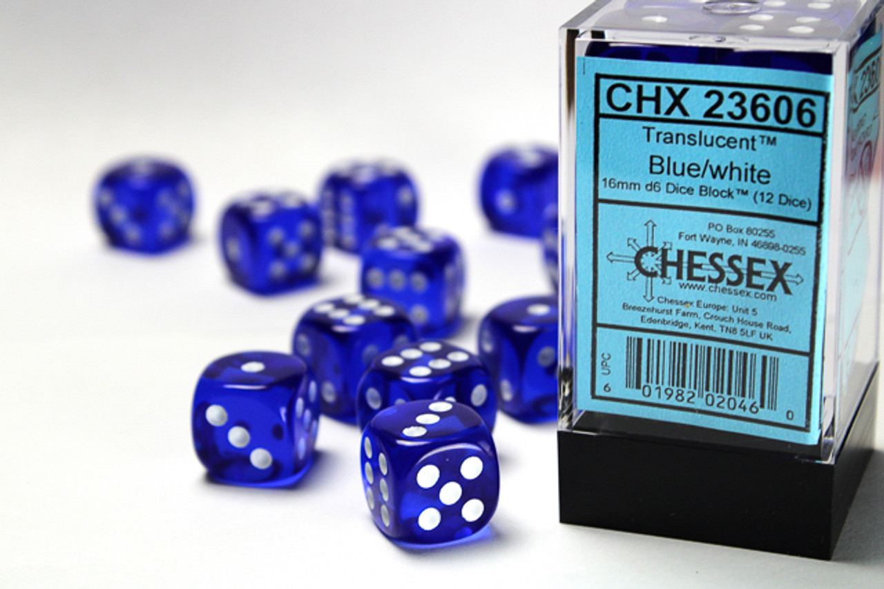 Translucent Round Corner Dice Block Of 12 Blue D6s Dice Game Depot