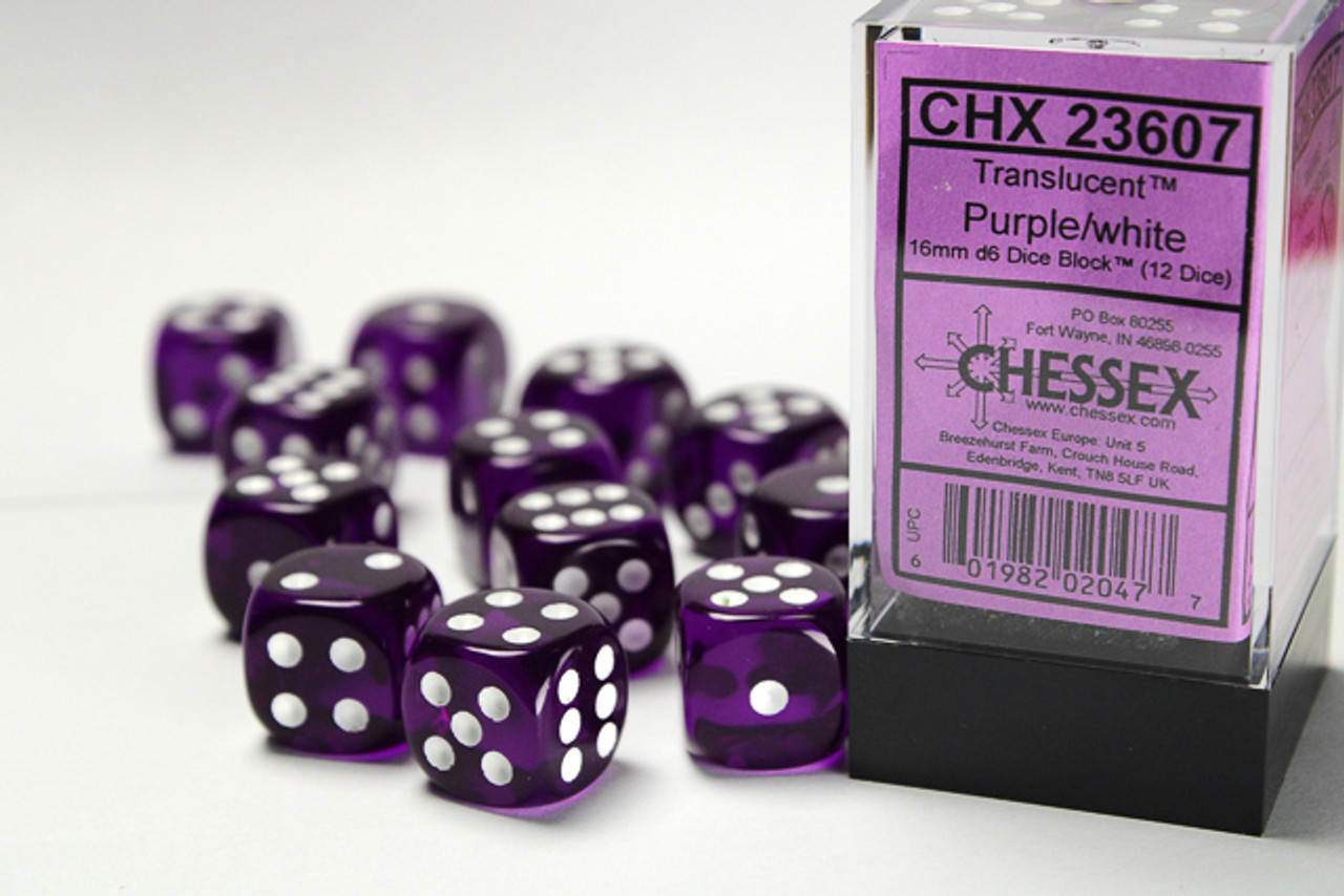 Translucent Round Corner Dice Block Of 12 Purple D6s Dice Game Depot