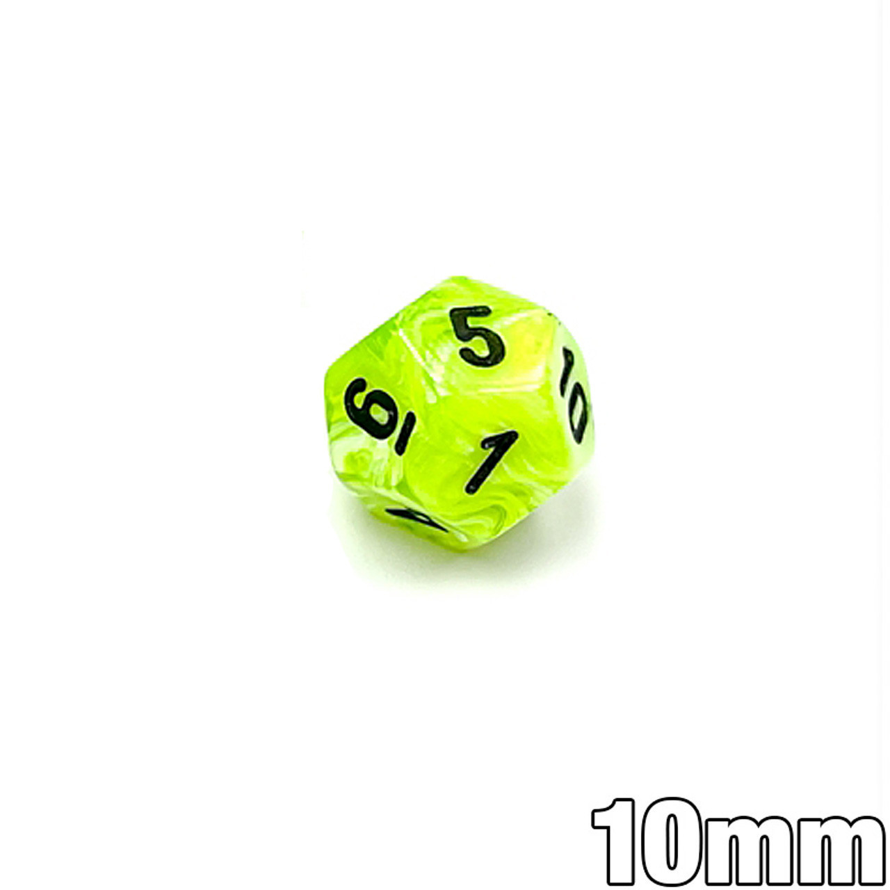 Bright Green Mini 10mm 12 Sided Vortex Dice D12 Dice Game Depot