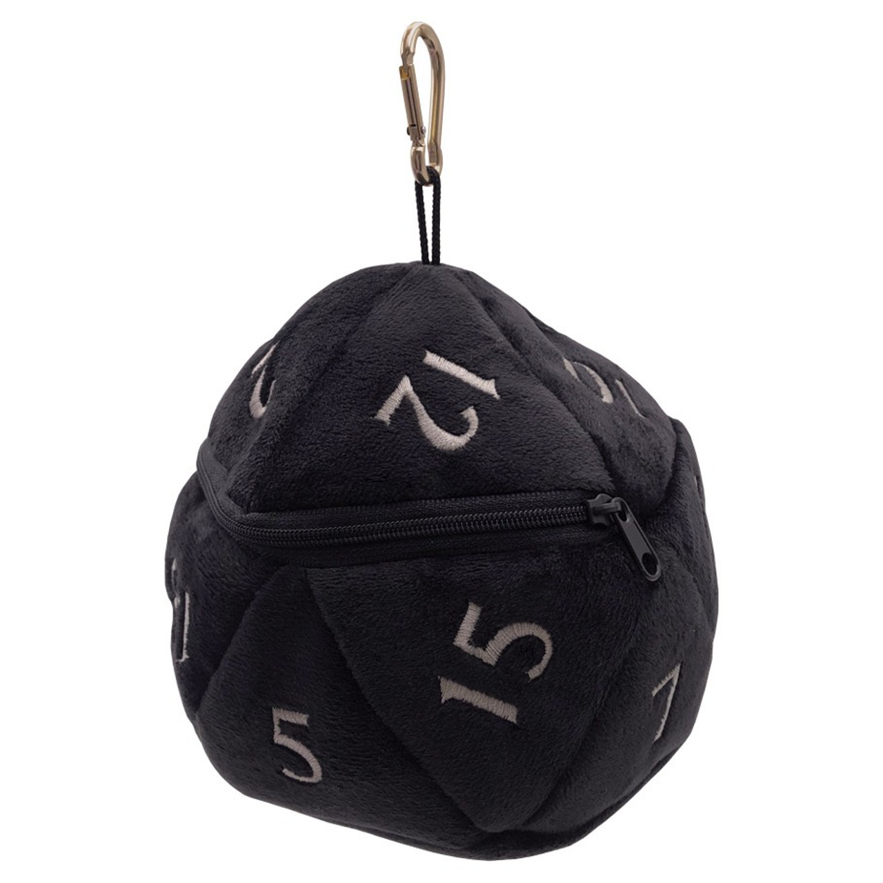 Plush D20 Dice Bag Black Dice Game Depot
