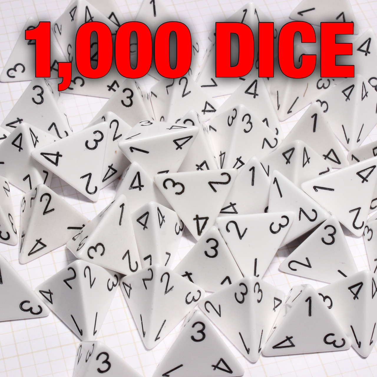 Set of 1000 4-sided White Opaque Dice | Dice Game Depot