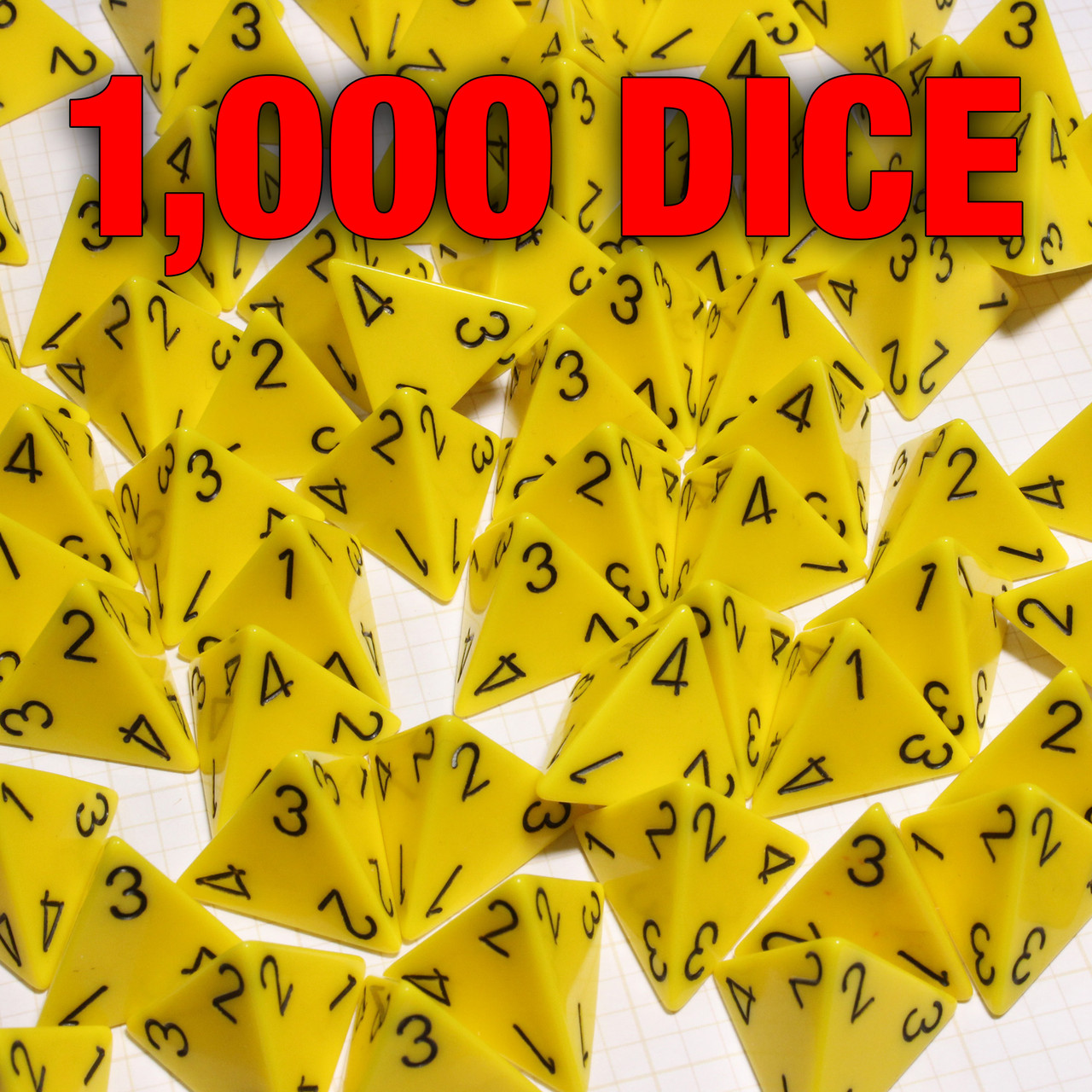 Set of 1000 4-sided Yellow Opaque Dice | Dice Game Depot