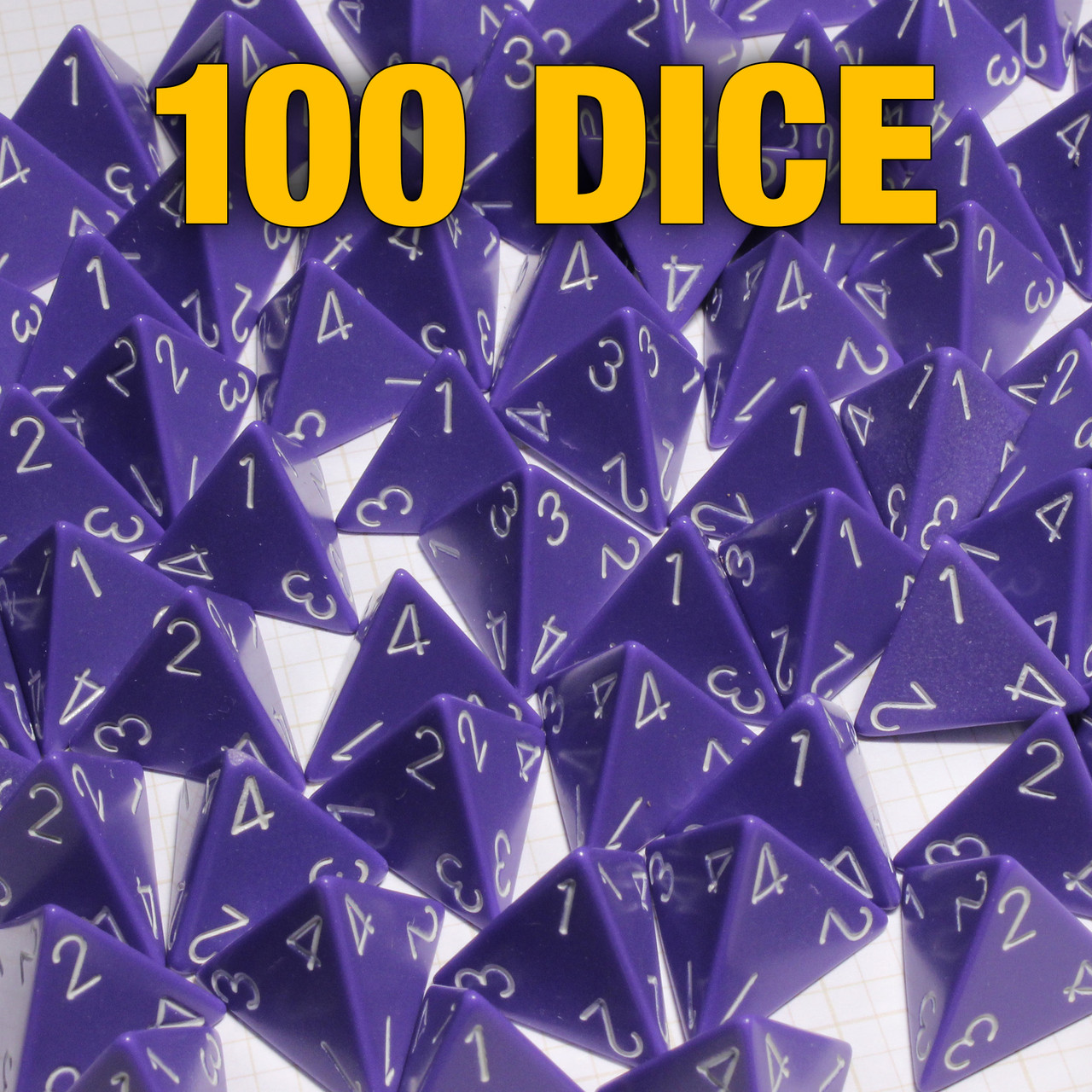 Set of 100 4-sided Purple Opaque Dice | Dice Game Depot