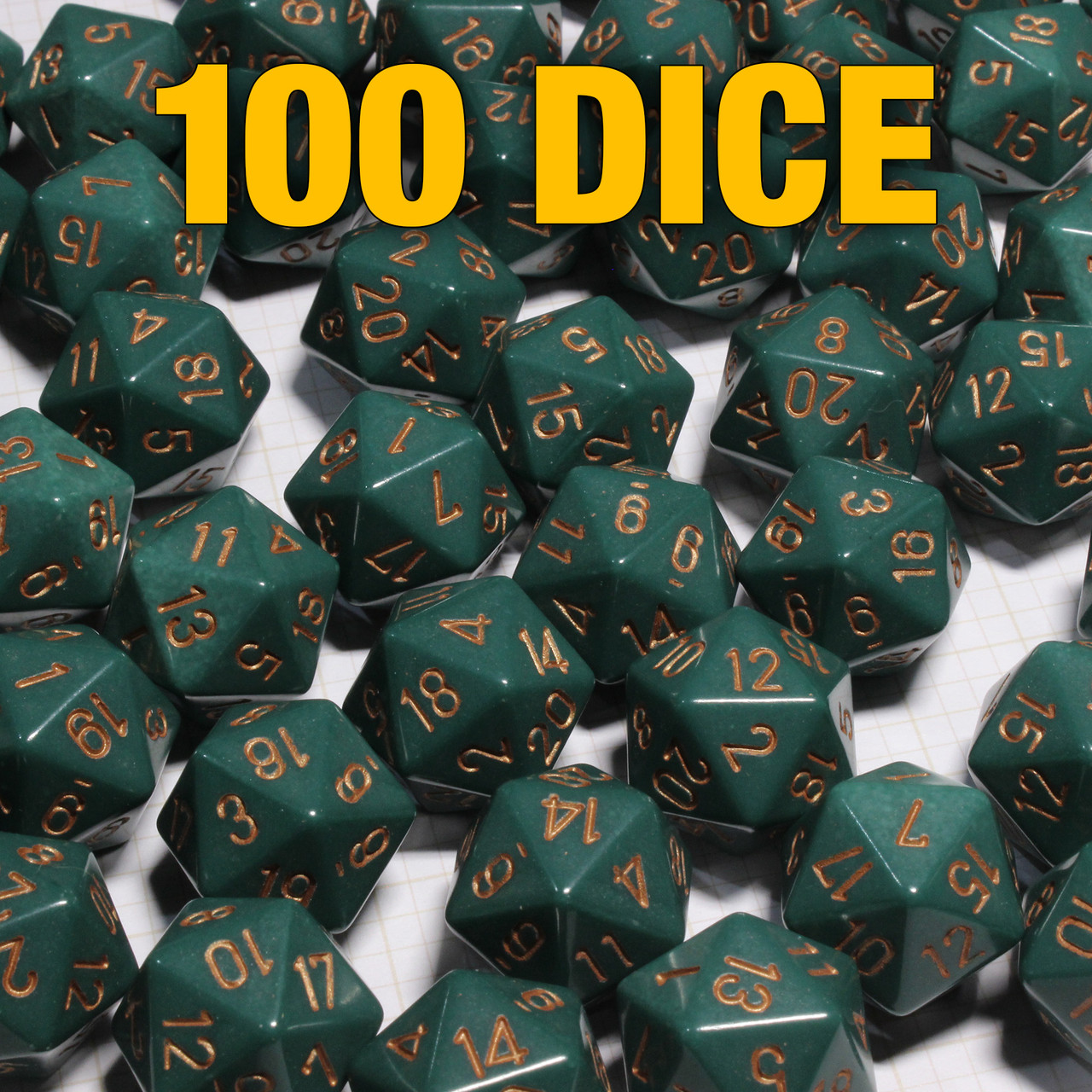 Set of 100 20-sided Opaque Dusty Green Dice | Dice Game Depot