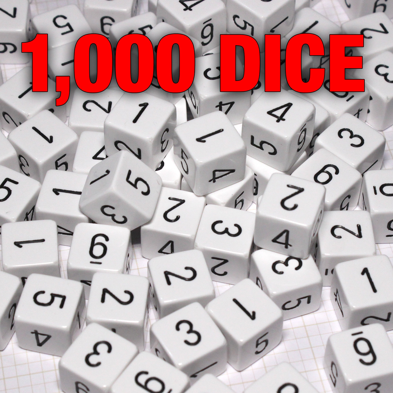 Set of 1000 6-sided Opaque White Numeral Dice | Dice Game Depot