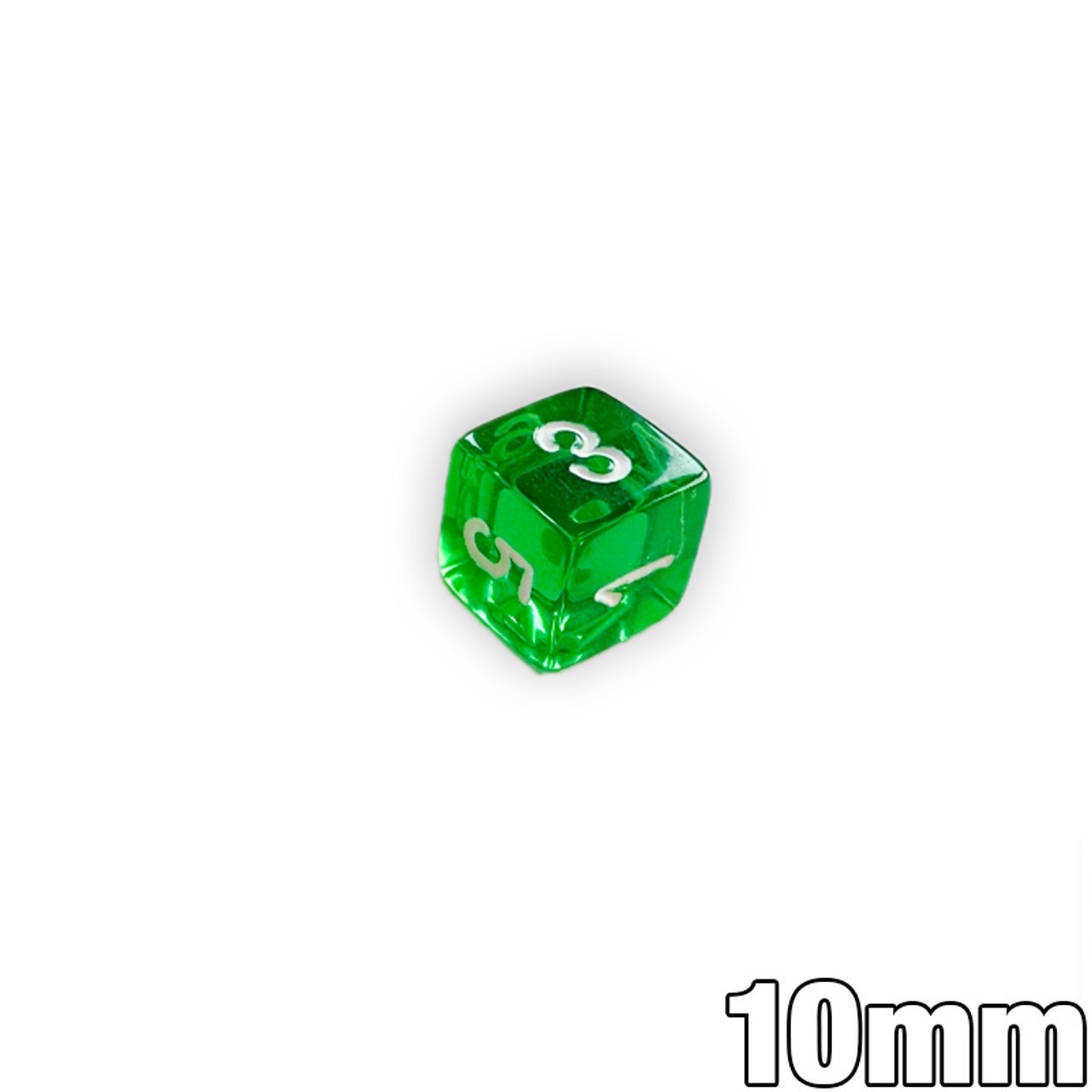 Translucent Green Mini 10mm Numeral Dice (d6) | Dice Game Depot