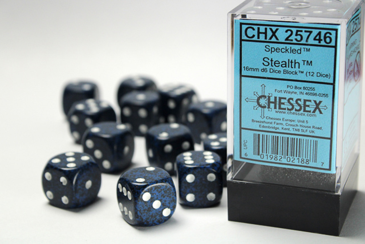 Set Of 12 Speckled Stealth Dice Dice Game Depot