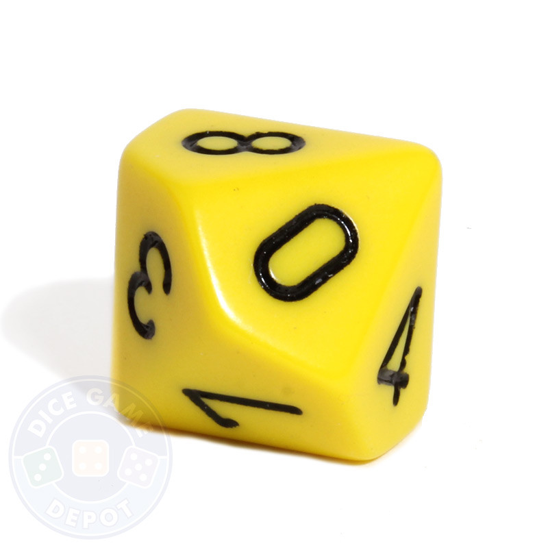 10-Sided Opaque Dice (d10) - Yellow - Dice Game Depot