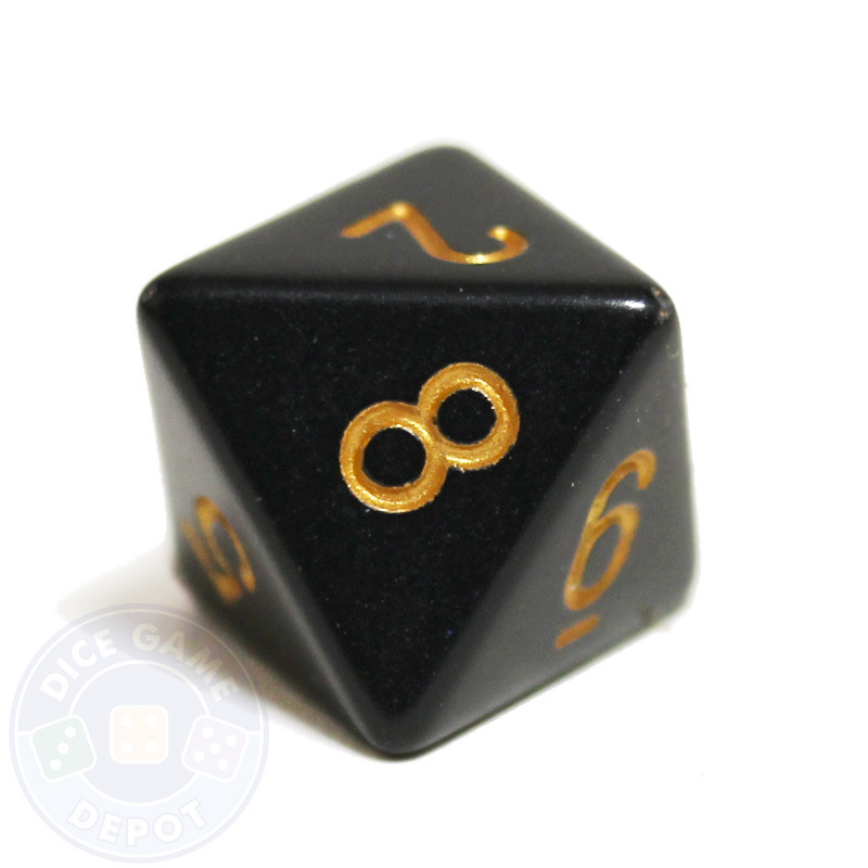 8-Sided Opaque Dice (d8) - Black - Dice Game Depot