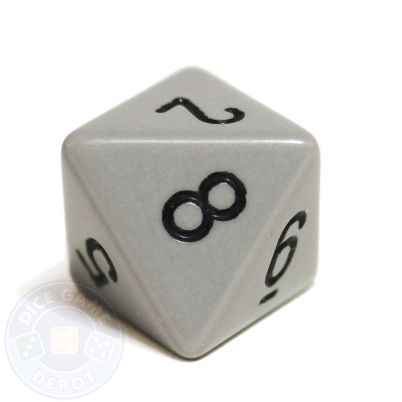Black 8-sided Opaque Dice with White Numbers | Dice Game Depot