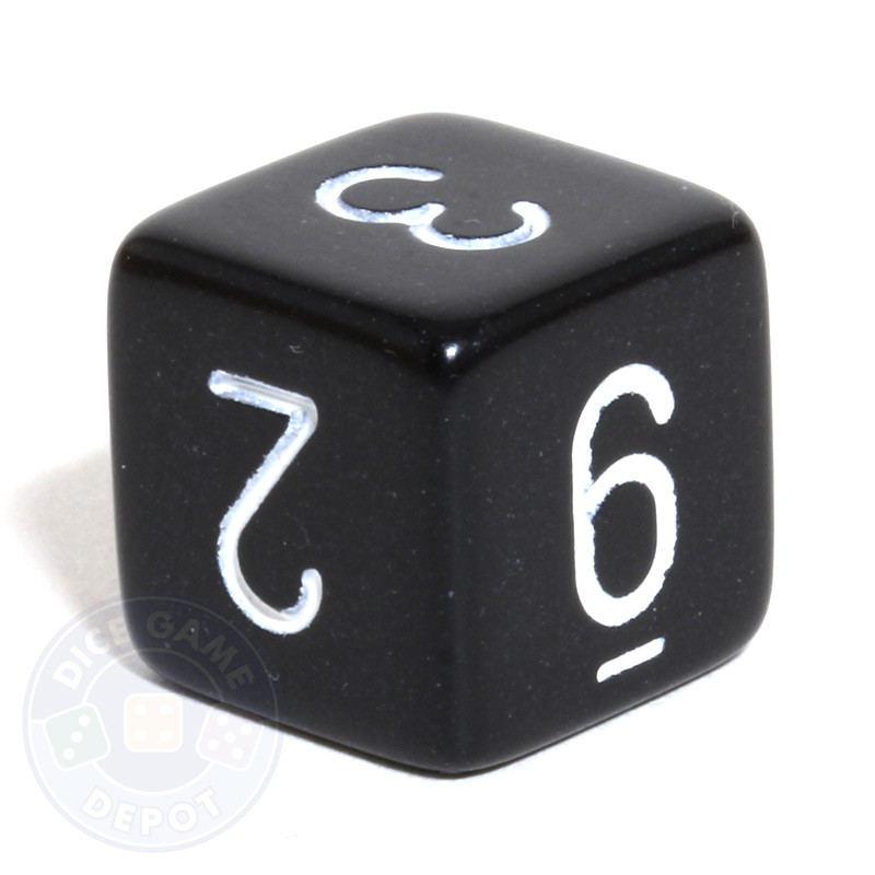 Opaque Black Numeral 6-Sided Dice (d6) For Sale | Dice Game Depot