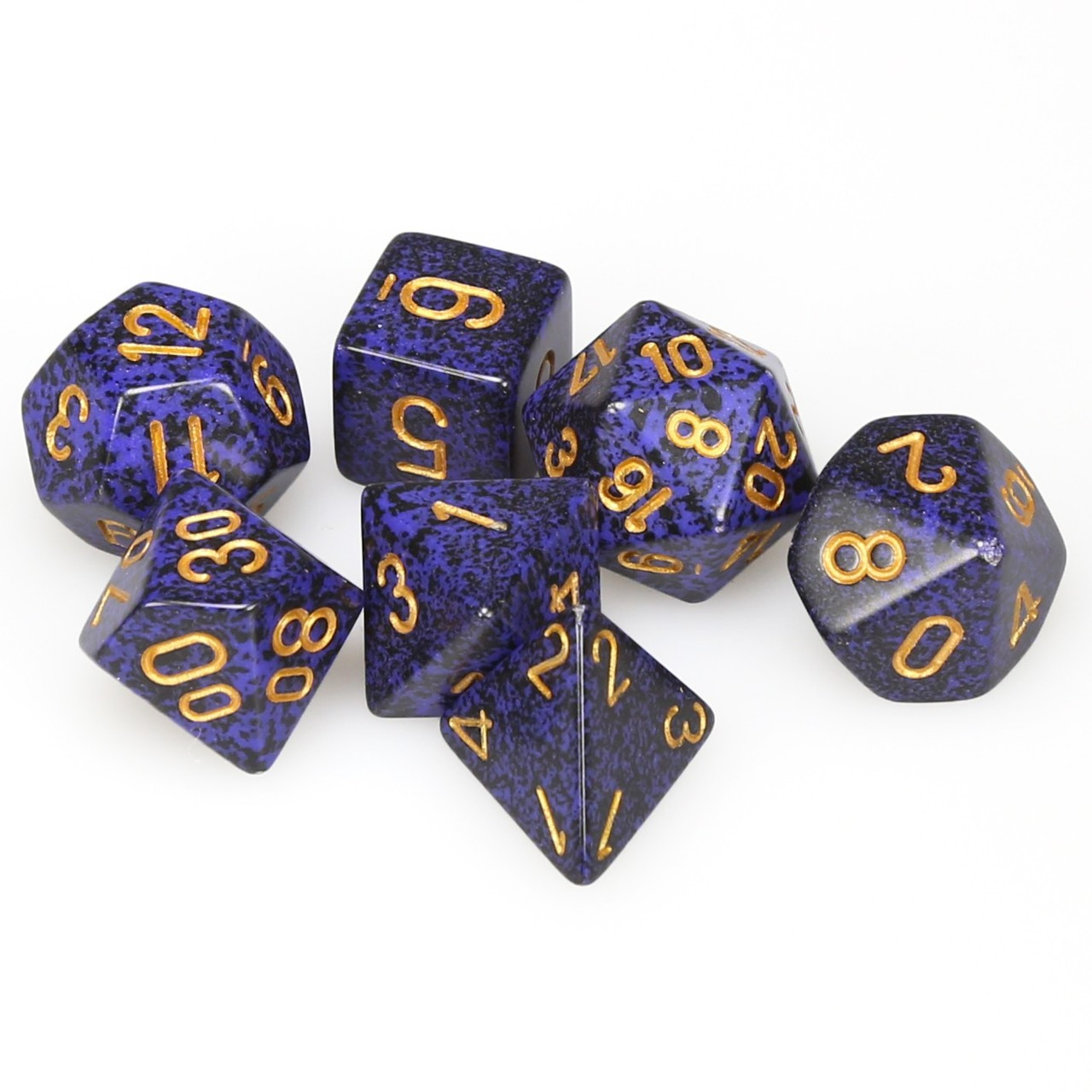 Golden Cobalt Speckled DnD Dice Set | Dice Game Depot