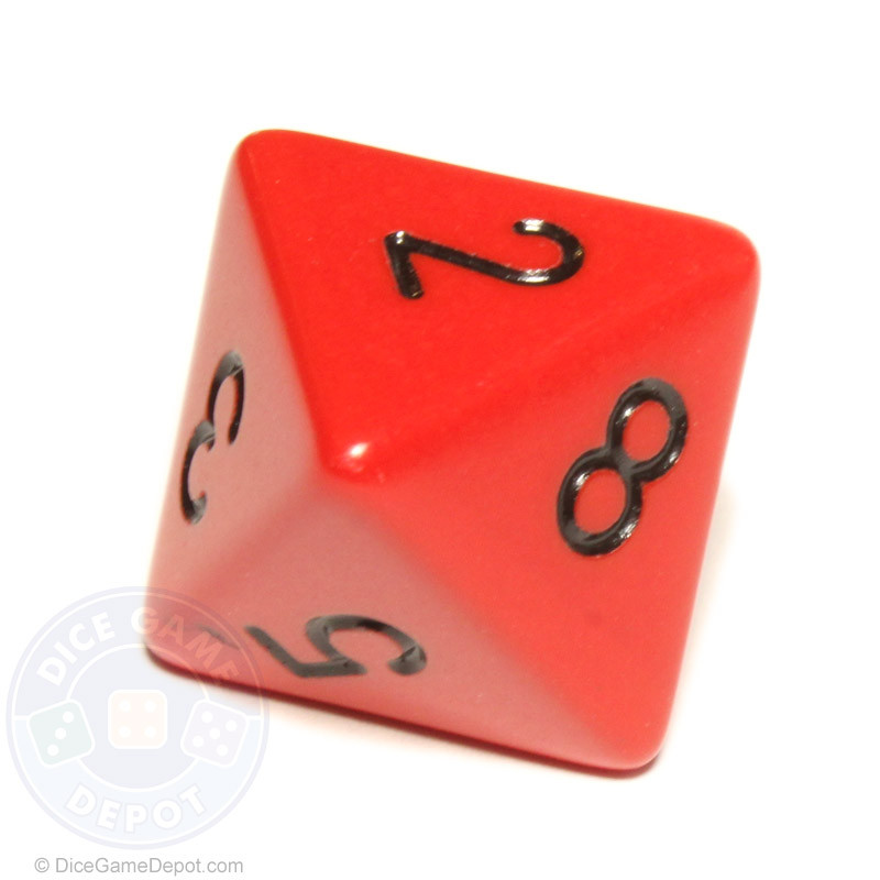 8-Sided Opaque Dice (d8) - Red - Dice Game Depot