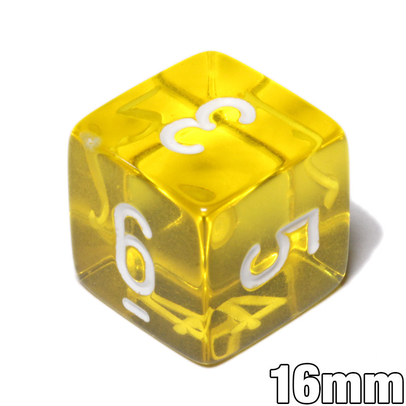 Translucent Numeral Dice - Yellow d6 - Dice Game Depot
