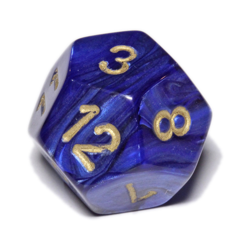 12-Sided Scarab Dice (d12) - Royal Blue - Dice Game Depot