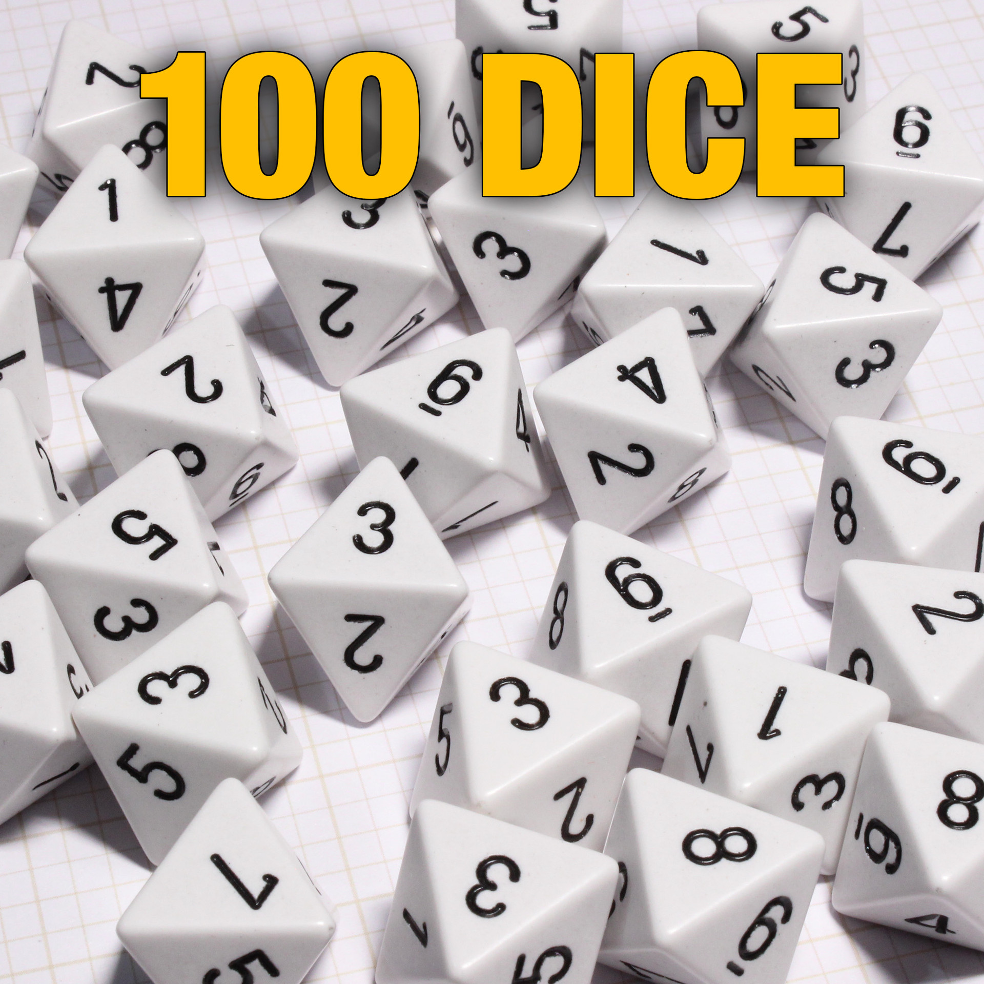 Set of 100 8-sided Opaque White Dice | Dice Game Depot