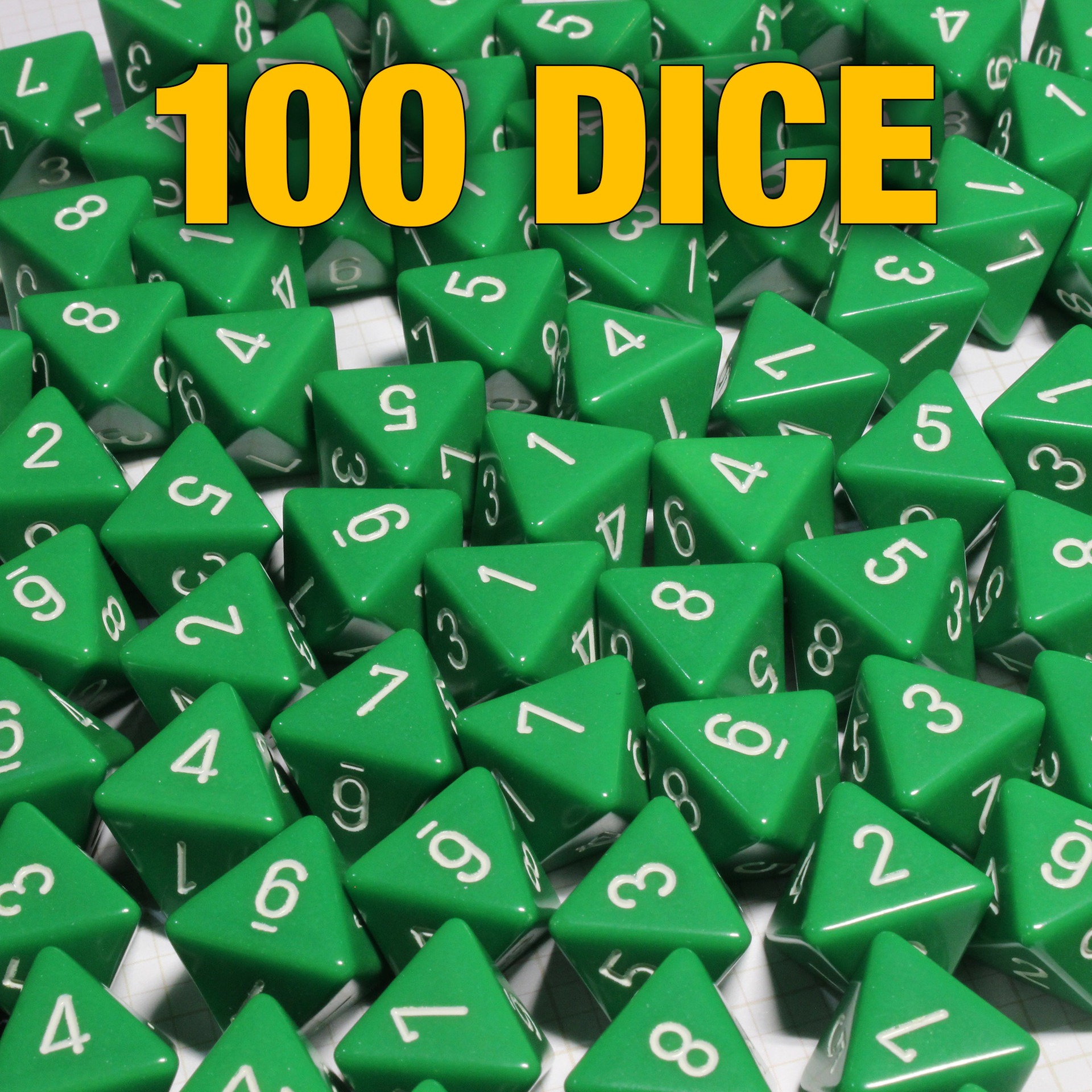 Set of 100 8-sided Opaque Green Dice | Dice Game Depot