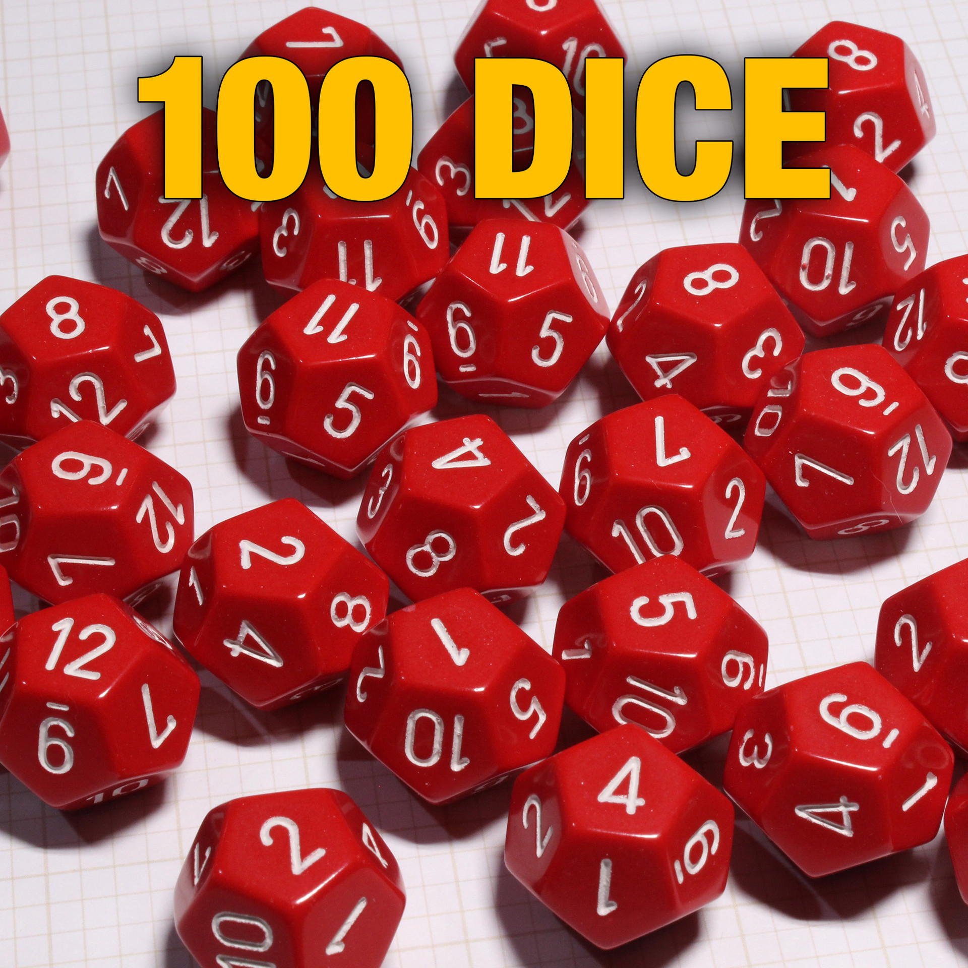 12-Sided Opaque Dice (d12) - Black with Red Numbers - Dice Game Depot