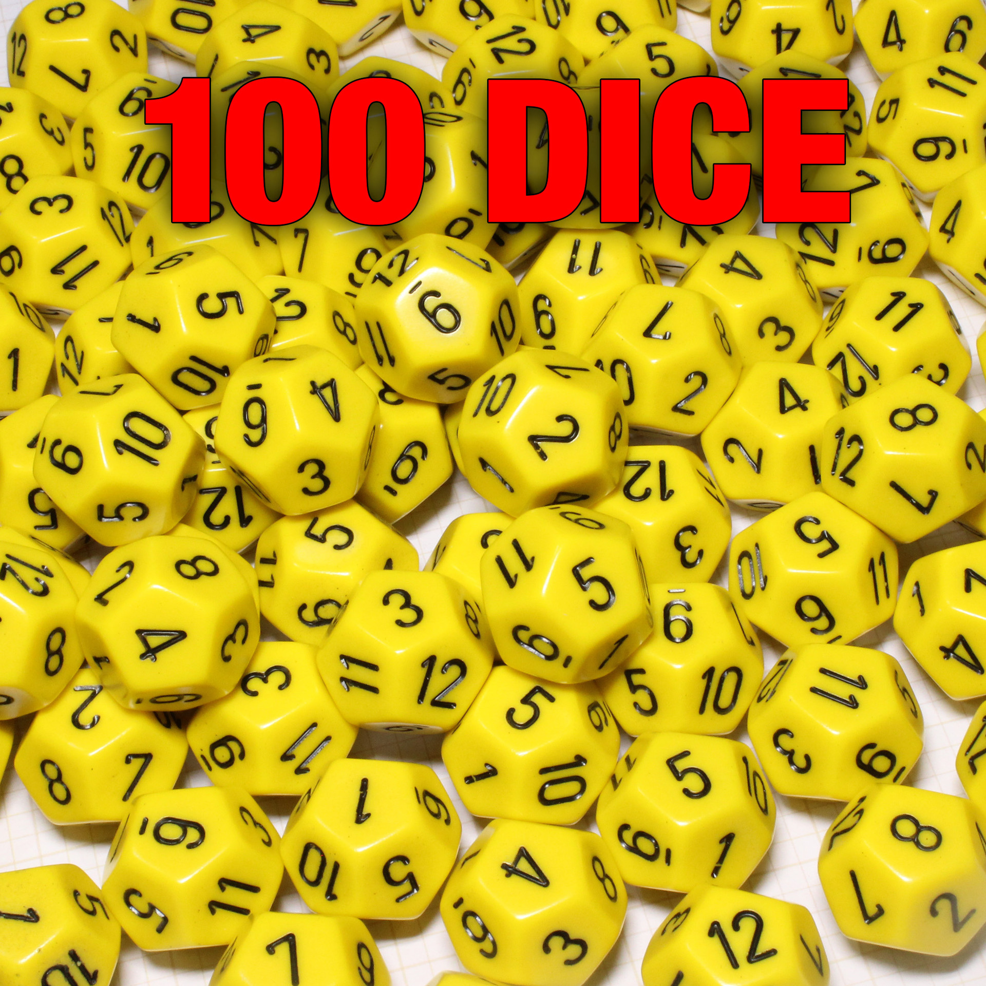 Shop 12-sided Opaque Yellow Gaming Dice | Dice Game Depot