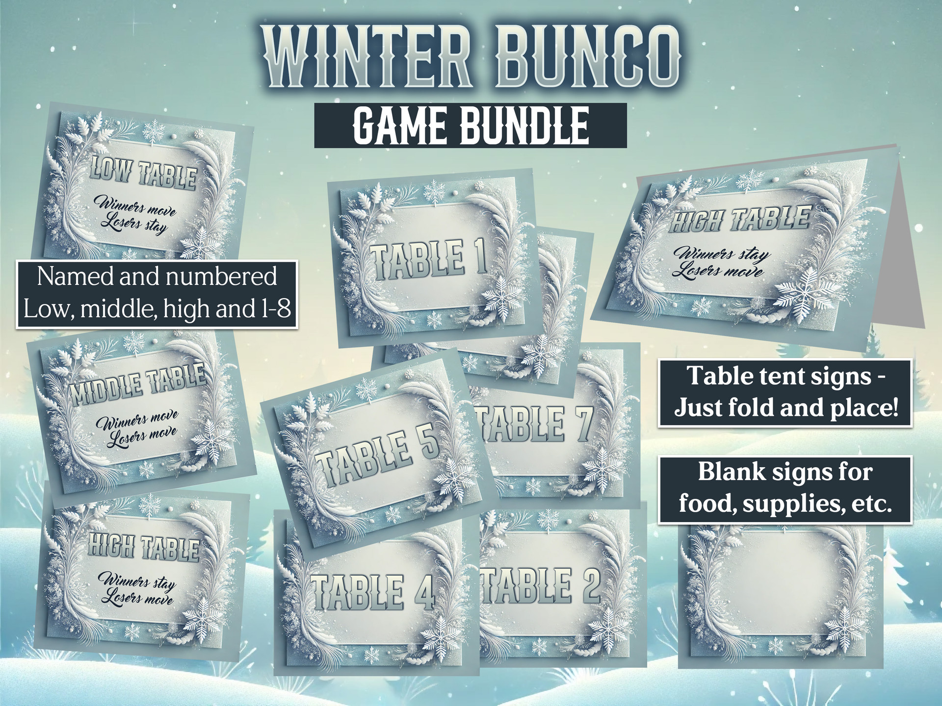Winter Bunco Bundle - Printable Bunco Supplies | Dice Game Depot