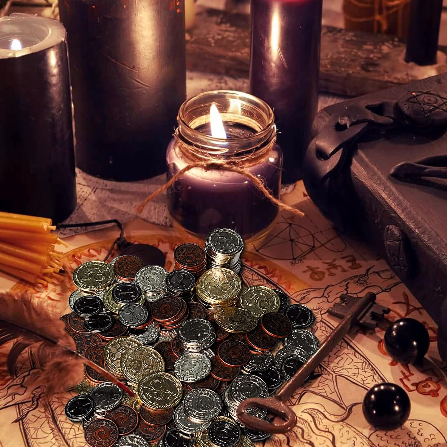 Set of 60 Metal Fantasy Coins with Free Bag | Dice Game Depot