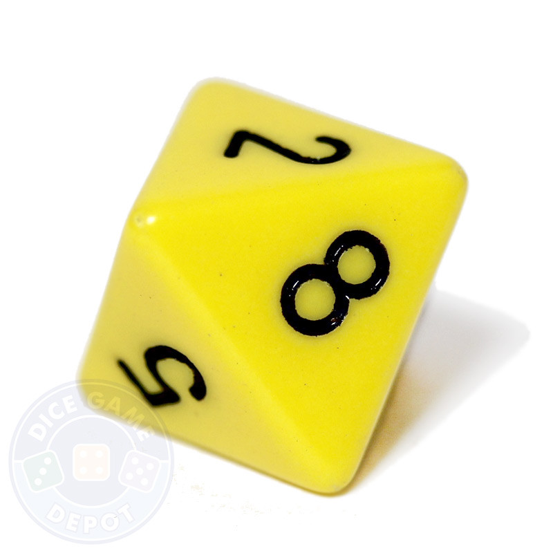 8-Sided Opaque Dice (d8) - Yellow - Dice Game Depot