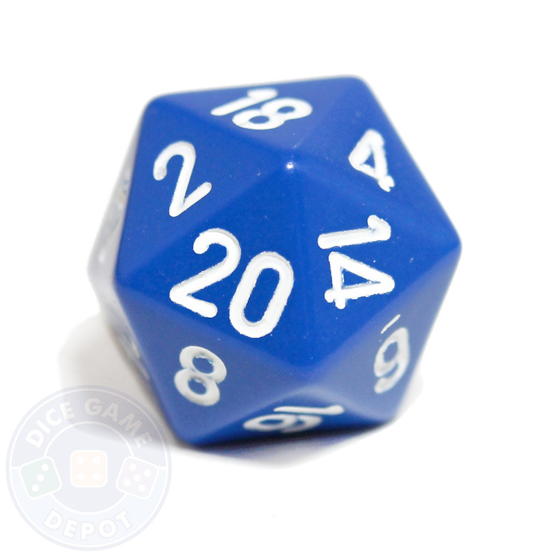 20-Sided Opaque Dice (d20) - Blue - Dice Game Depot