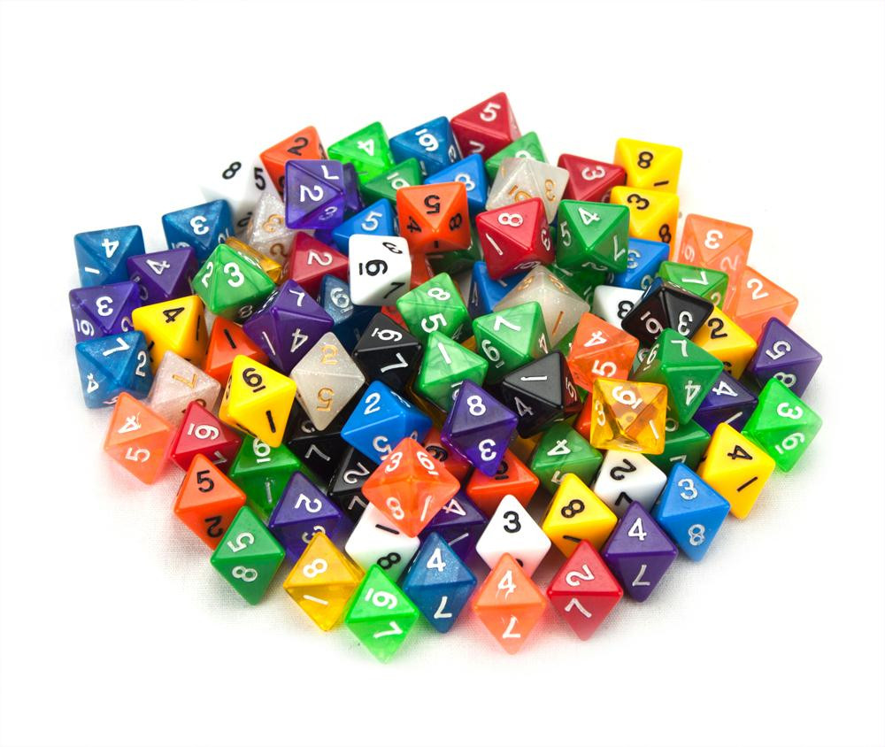 Pack of 100+ Random d8 Polyhedral Dice in Multiple Colors - Dice Game Depot