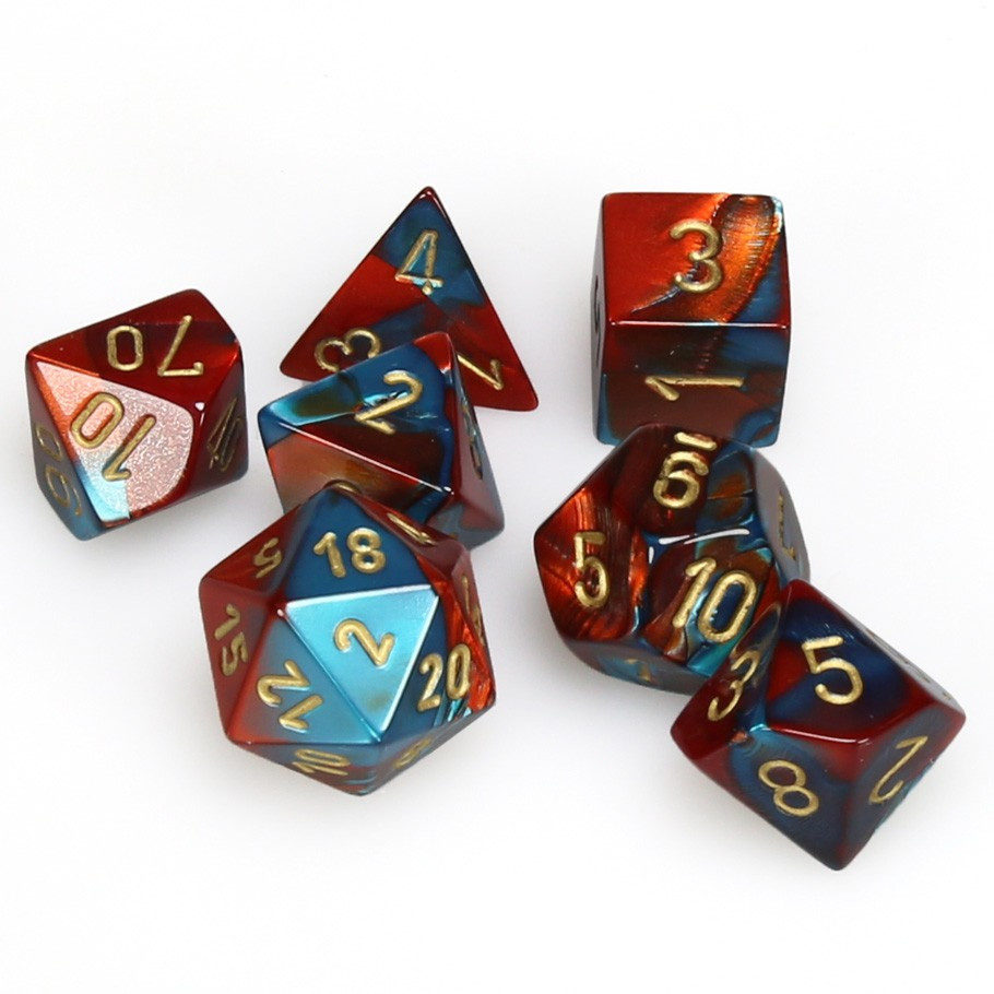 Red and Teal Gemini DnD Dice Set for Sale | Dice Game Depot
