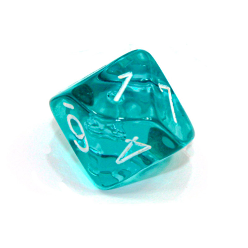 10-Sided Translucent Dice (d10) - Clear - Dice Game Depot