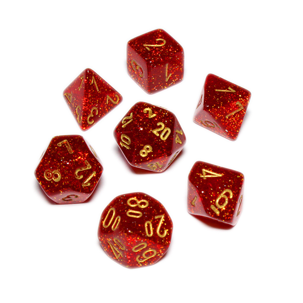 Mini Glitter Ruby Polyhedral DnD Dice Set | Dice Game Depot