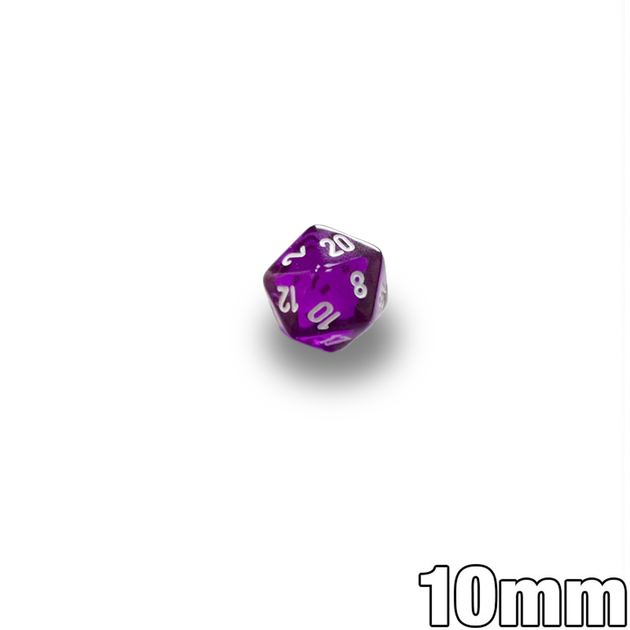 Mini 10mm 20-sided Translucent Purple Dice | Dice Game Depot