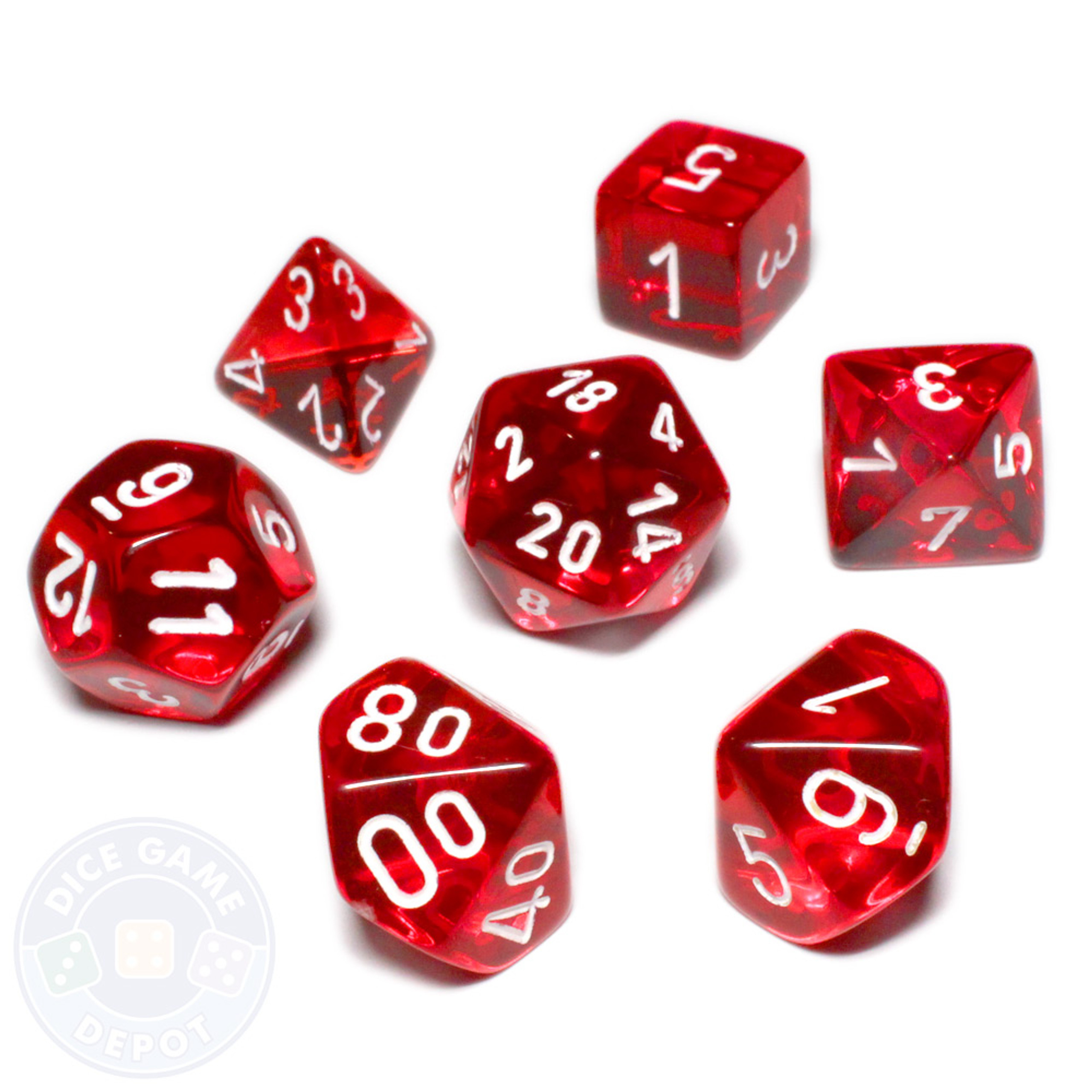 Red Translucent Polyhedral Dnd Dice Set Dice Game Depot