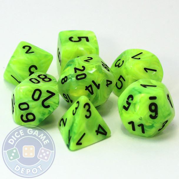 Bright Green Vortex Polyhedral Dnd Dice Set Dice Game Depot