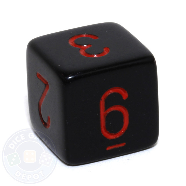 8-Sided Opaque Dice (d8) - Black with Red Numbers - Dice Game Depot