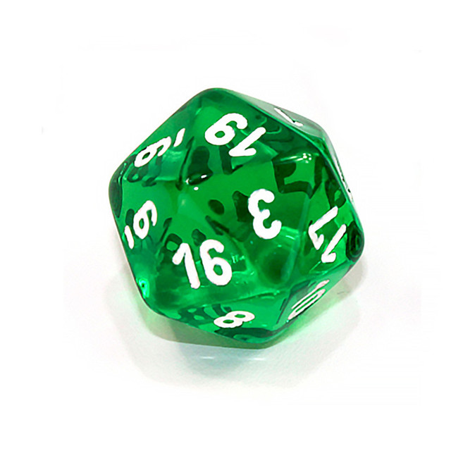20-Sided Translucent Dice (d20) - Green - Dice Game Depot